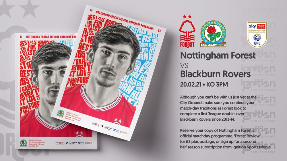 Nottingham Forest FC - Order your programme for Blackburn clash!